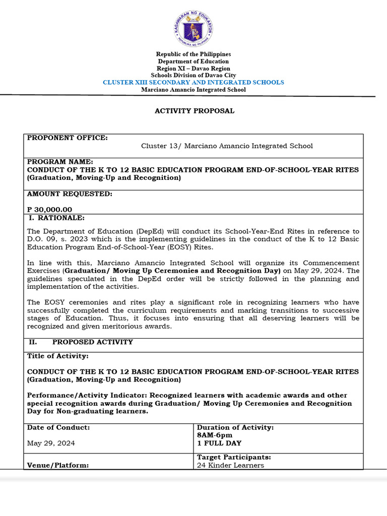 Activity Proposal - Graduation | PDF