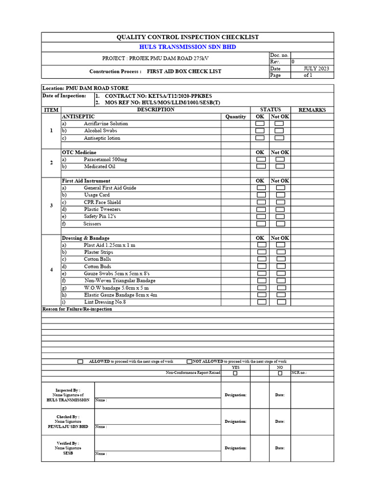 First aid Check List | PDF | Textiles