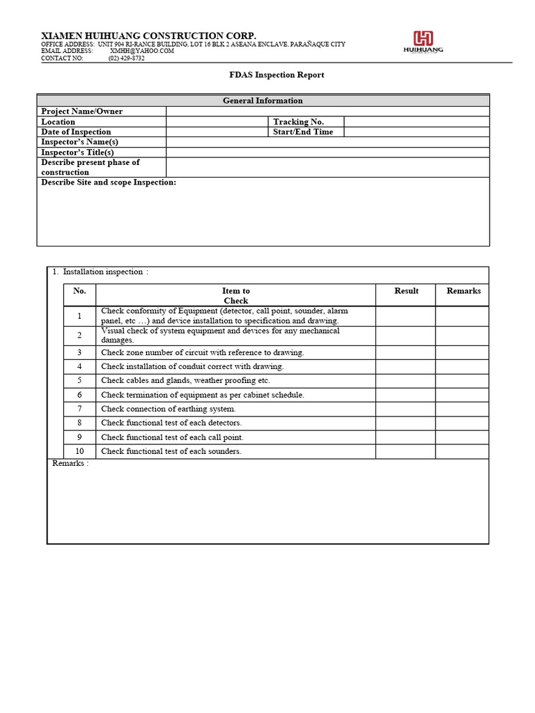 Fdas Inspection Report | PDF | Technology & Engineering