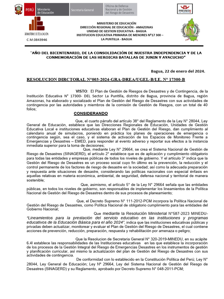 5 - Rd. PGRD | PDF | Reducción de Desastres | Riesgo