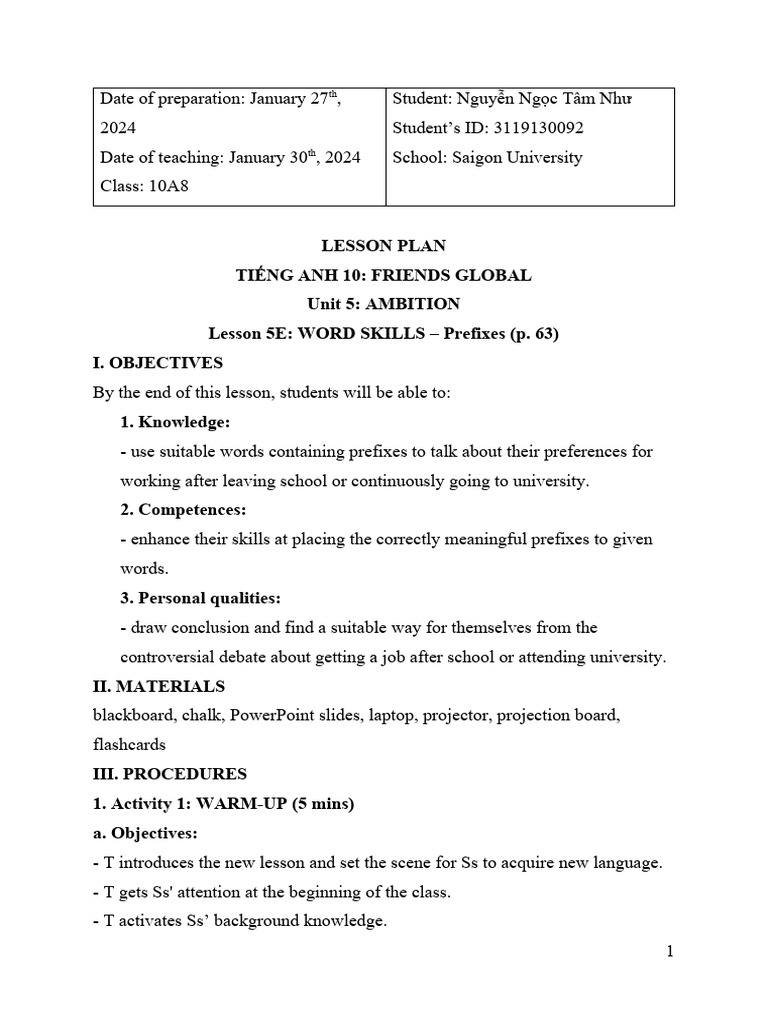 Unit 5E Prefixes | PDF | Human Communication | Learning