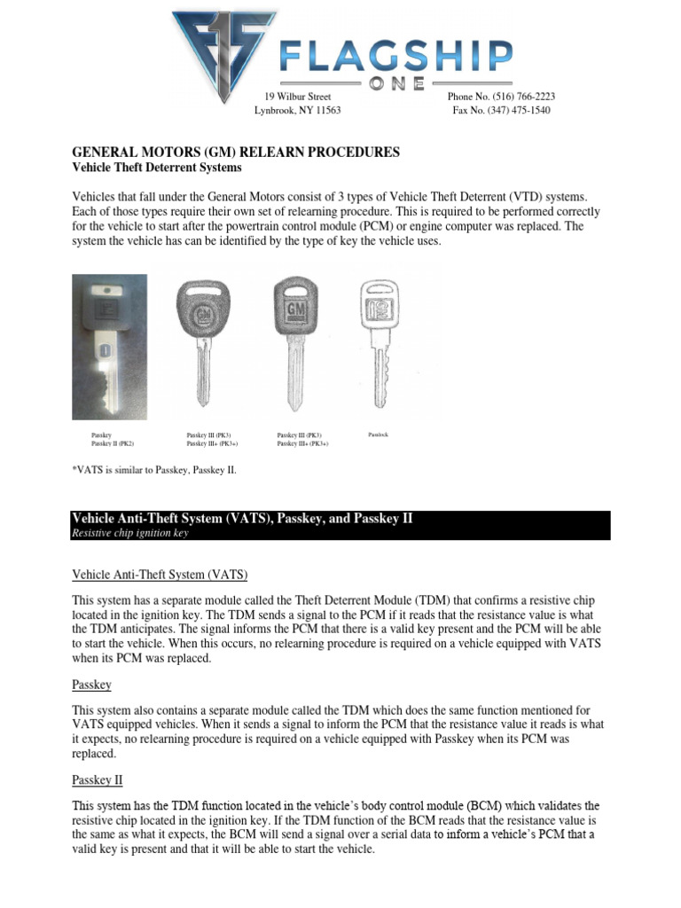 GM All Key Relearn Instructions | PDF | Manufactured Goods | Vehicle ...