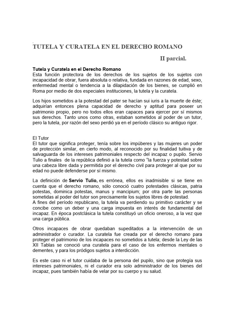 Tutela y Curatela en Derecho Romano | PDF | Guardián legal | Justicia