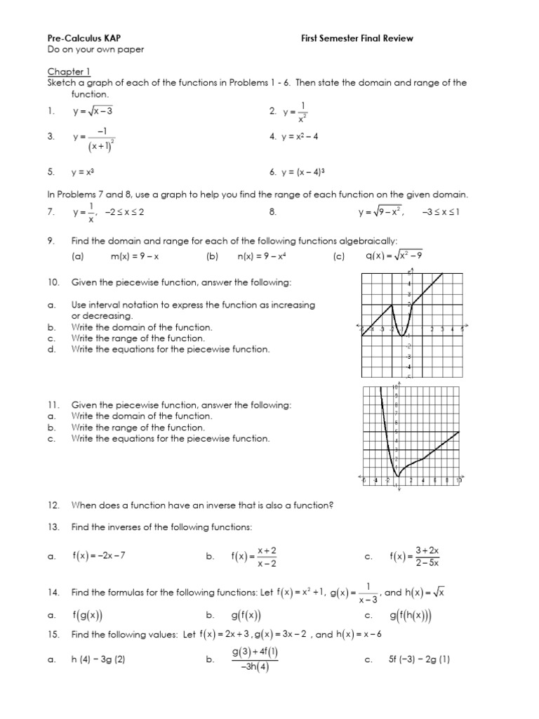 1st Semester Final Exam Review | PDF | Trigonometric Functions ...