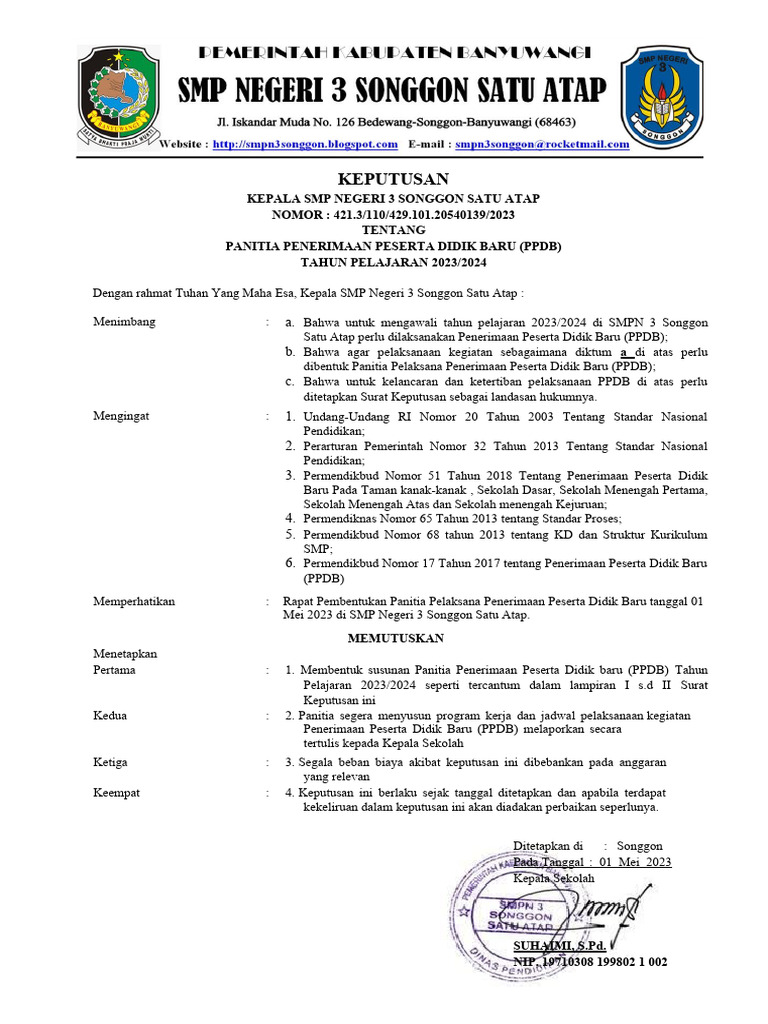 SK PPDB 2023-2024 New | PDF