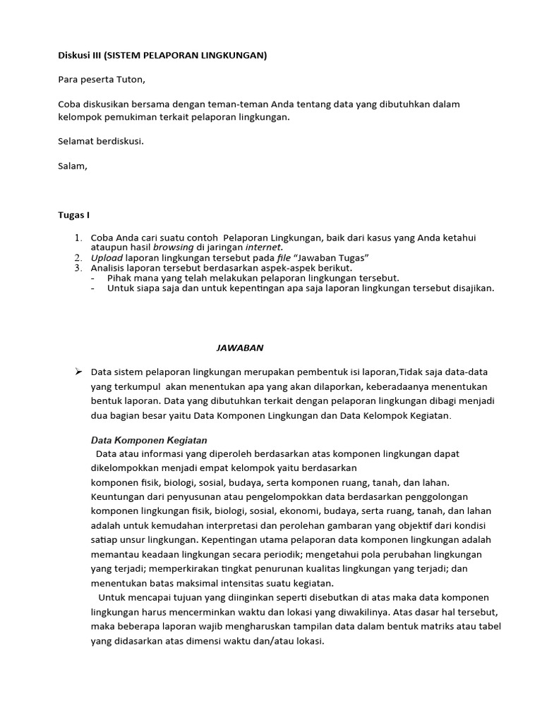 Diskusi III Sistem Pelaporan Lingkungan Nini PDF