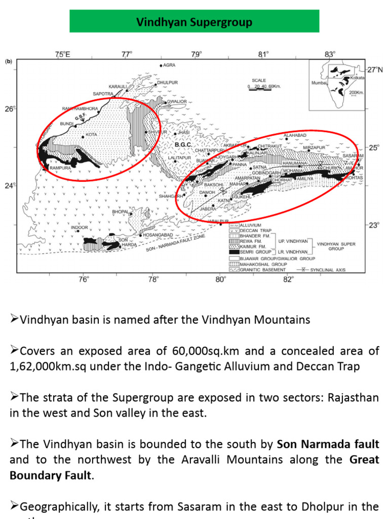 Vindhyan Supergroup Stratigraphy Overview | PDF | Limestone | Petrology