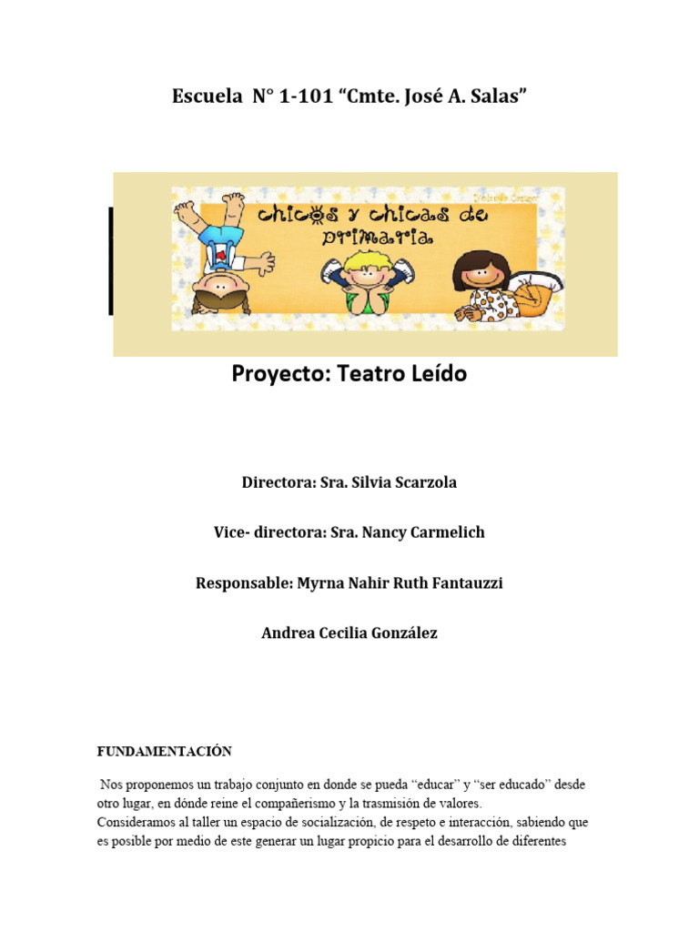 TEATRO LEIDO PROYECTO | PDF | Teatro | Comprensión lectora
