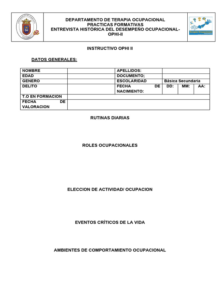 Formato OPHI-II | PDF | Terapia ocupacional | Grupo social