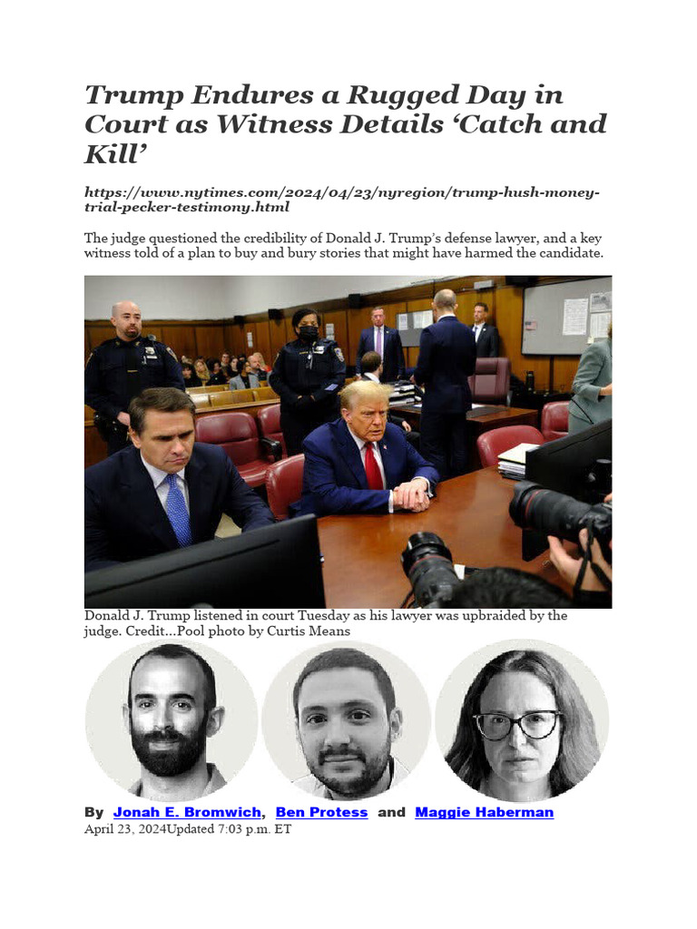 Trump Faces Court Over Hush Money Scheme | PDF | Donald Trump ...