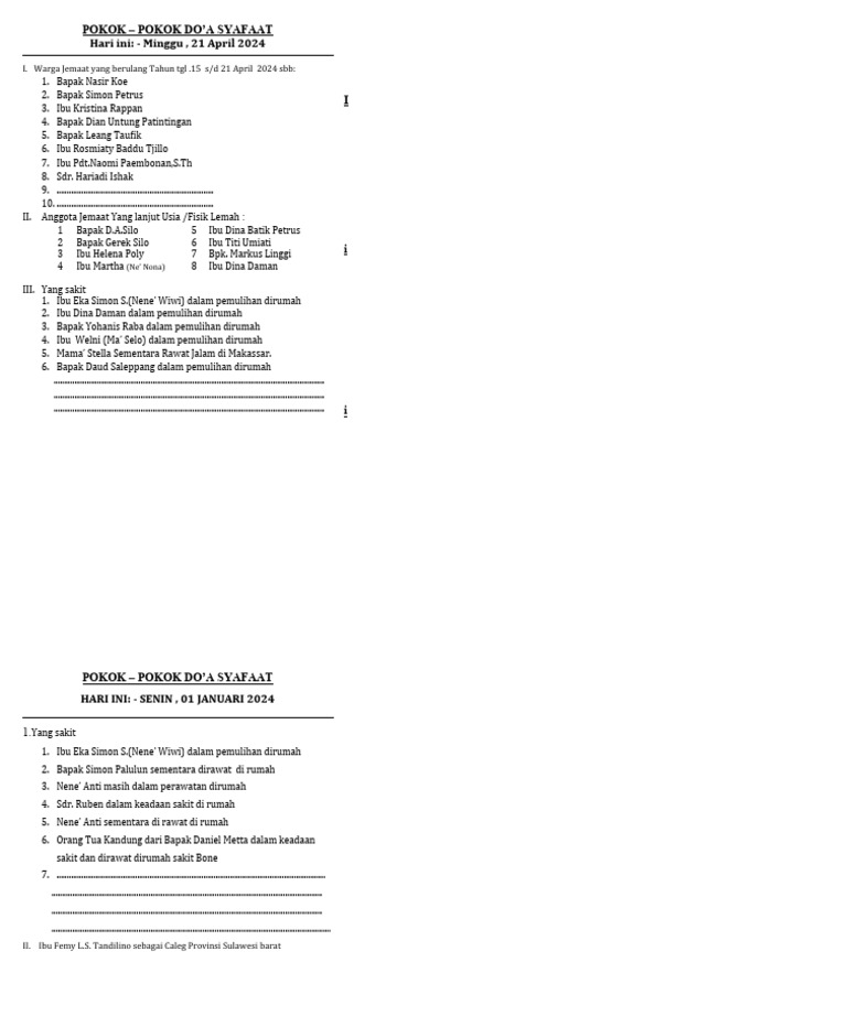Pokok-Pokok Doa Syafaat | PDF | Memasak, Makanan, & Anggur