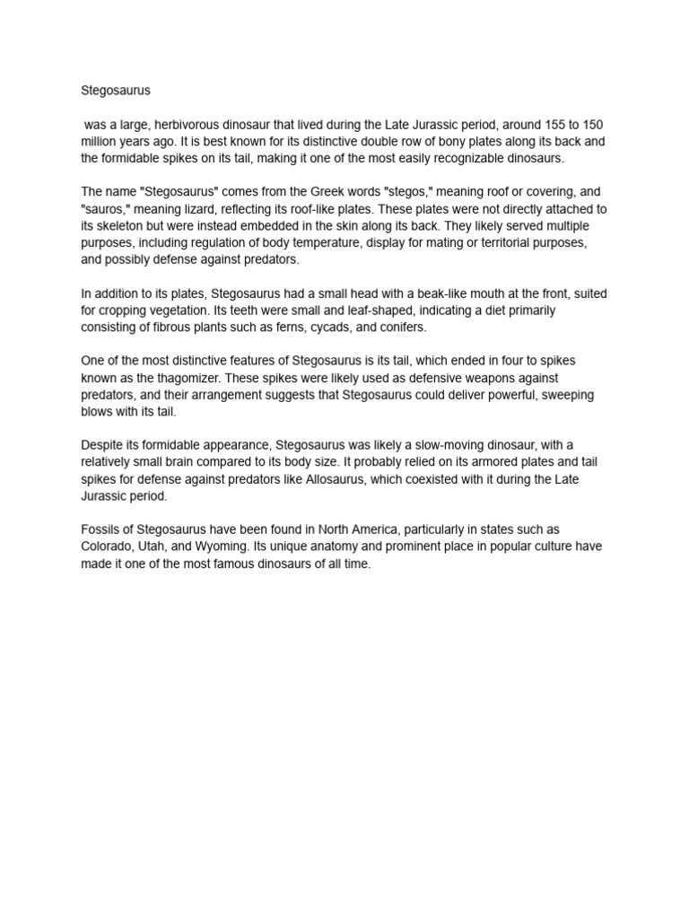 Stegosaurus | PDF