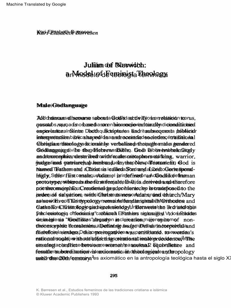 Julian of Norwich. Model Feminist Theology - Borresen | PDF | Cristo (título) | Imagen de dios