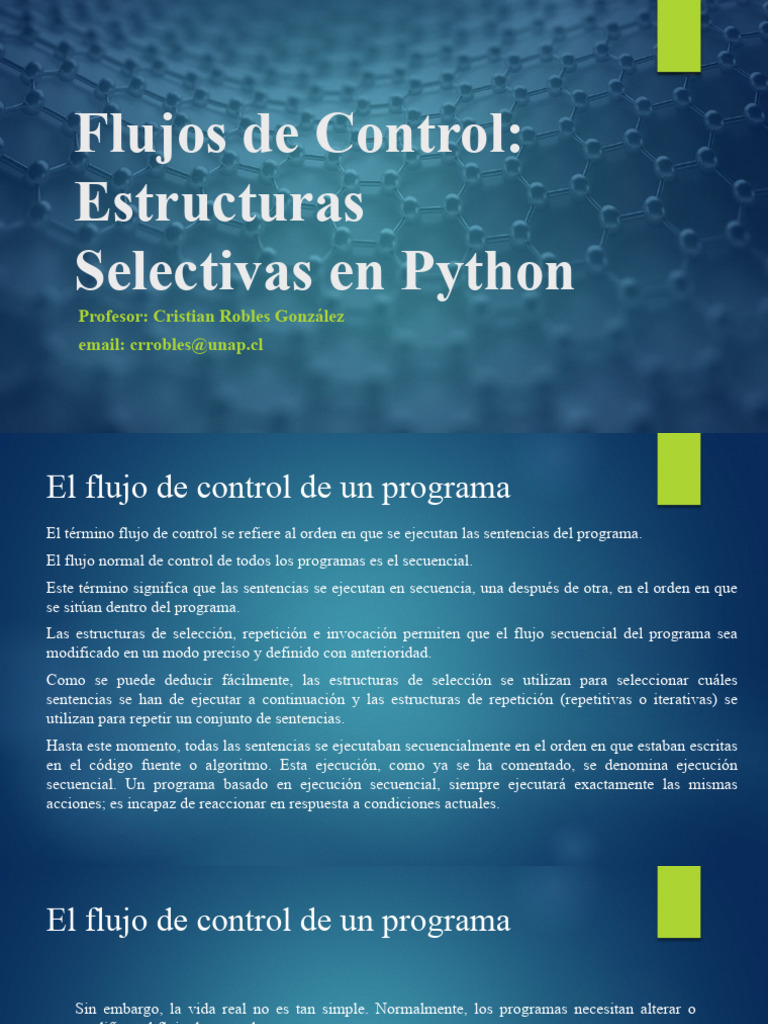 Flujos de Control: Estructuras Selectivas en Python: Profesor: Cristian ...