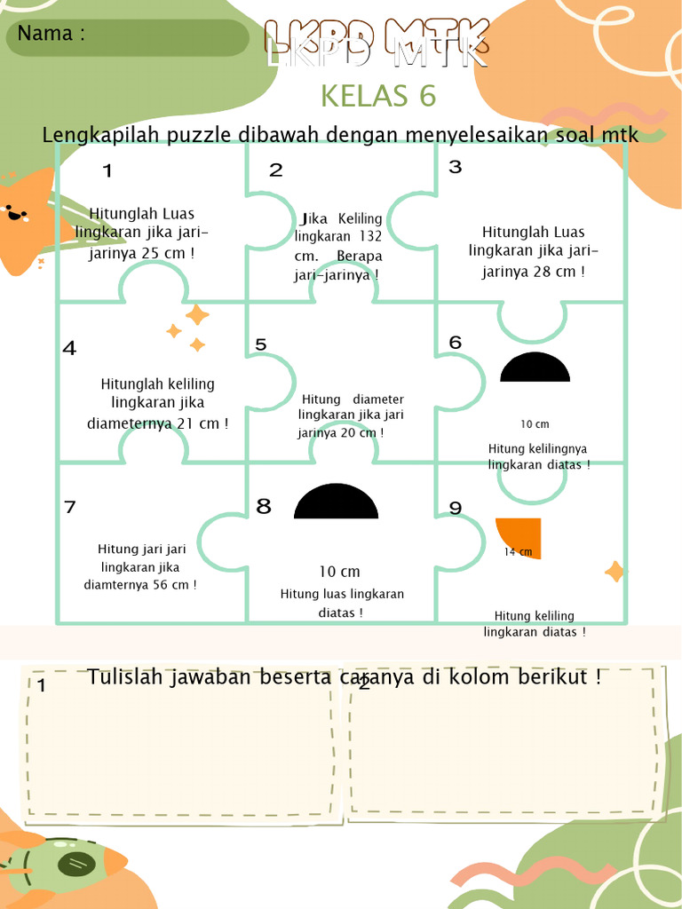 LKPD MTK LINGKARAN PUZZLE | PDF