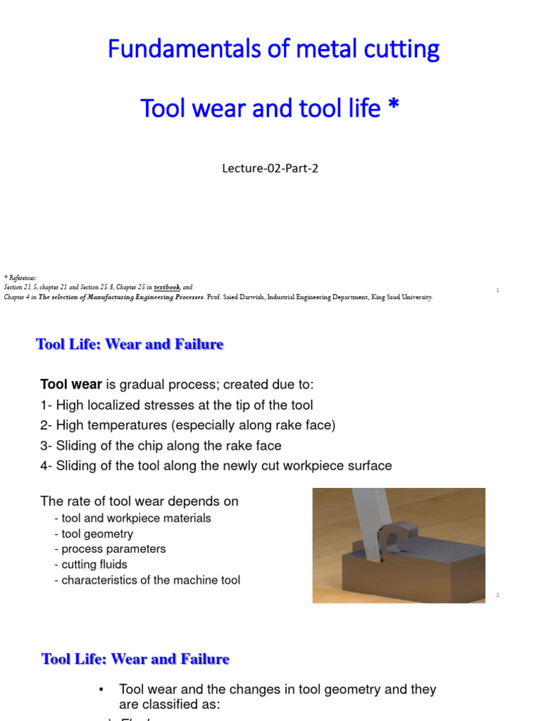 Lecture 02 Part 2 Tool Wear and Tool Life | PDF | Wear | Machining