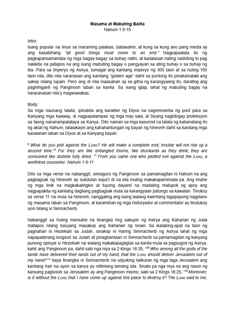 Masama at Mabuting Balita | PDF