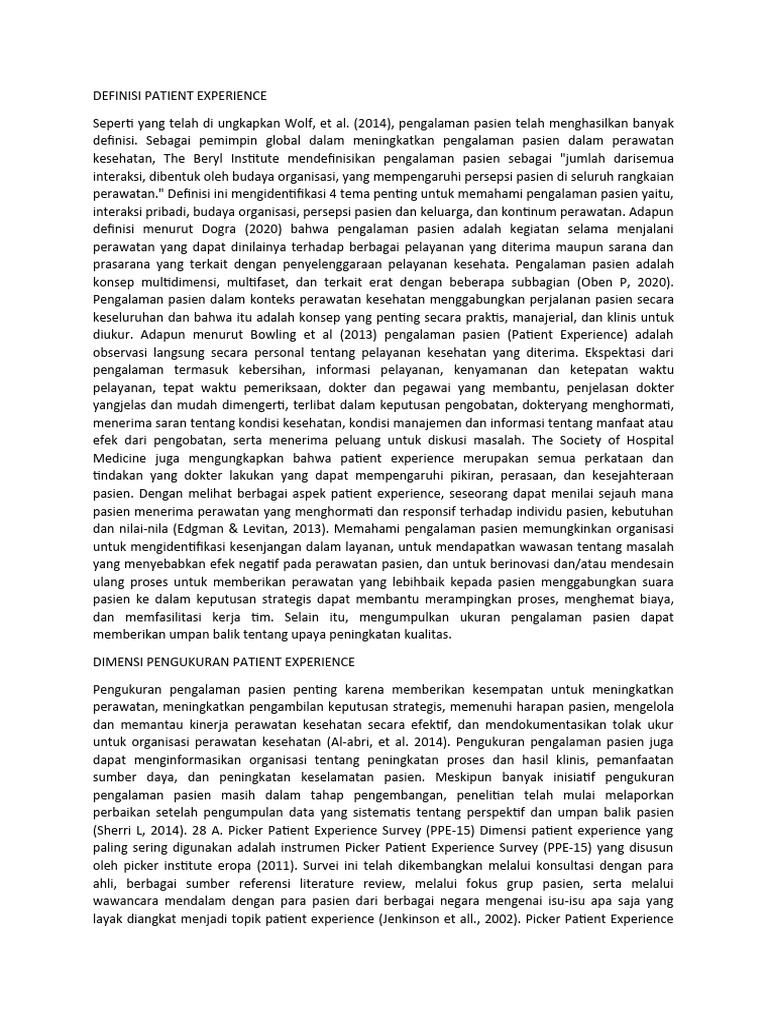 Definisi Patient Experience | PDF