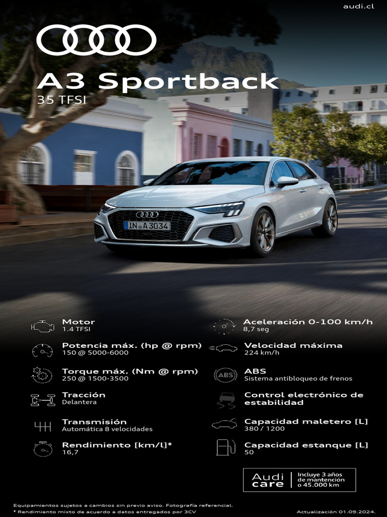A3-Sportback-35-Tfsi Sept 2023 | Descargar gratis PDF | Sistema de freno antibloqueo | Diodo ...