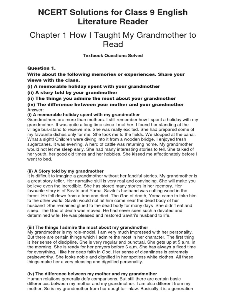 Class 9 English Literature Reader Sollution | PDF | Literacy