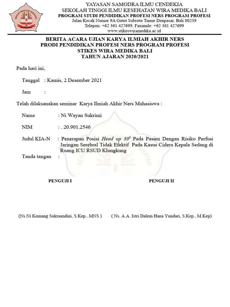 Berita Acara Ujian Kia-N-1 | PDF