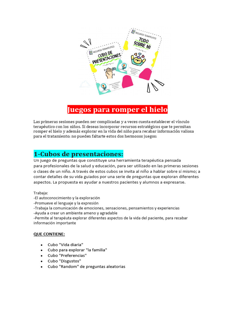 Juegos para Romper El Hielo | PDF | Autosuperación