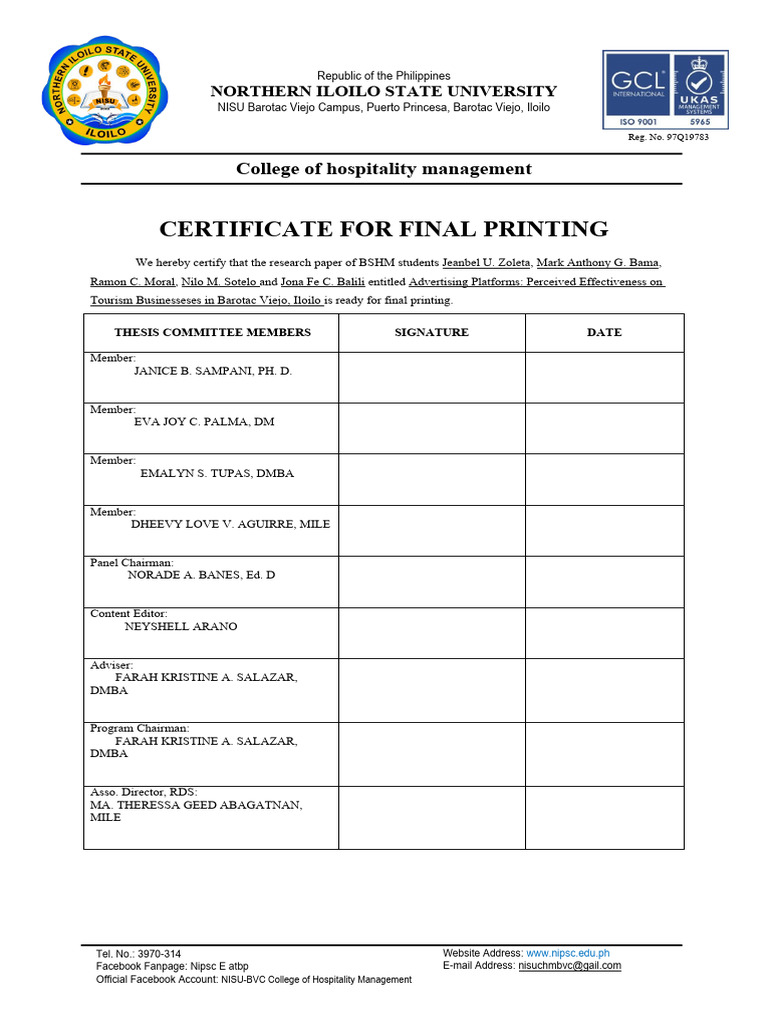 Certicate For Final Printing | PDF