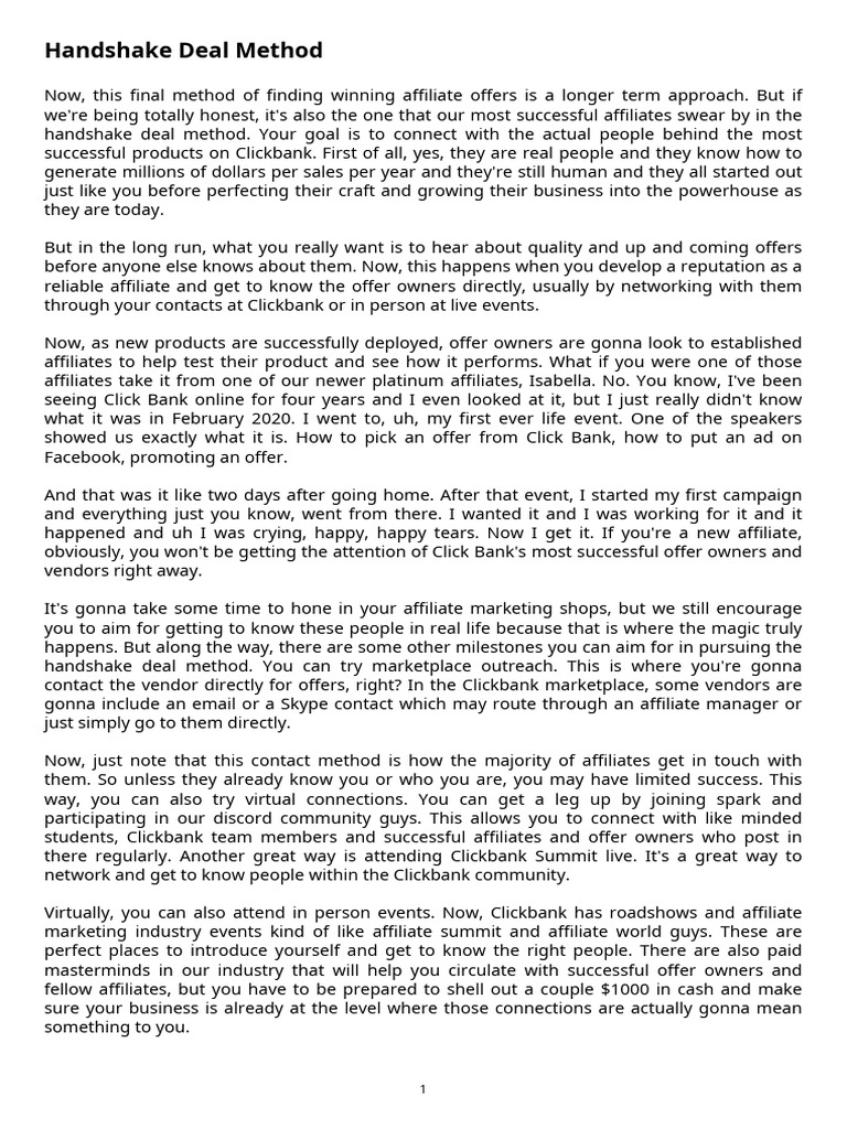 Handshake Deal Method | PDF | Human Communication