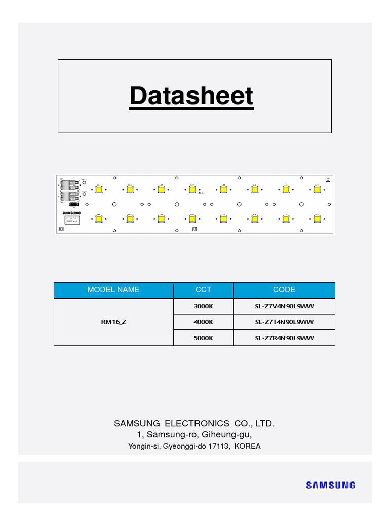 LED Module Datasheet RM16_Z | PDF | Samsung Electronics | Light Emitting Diode