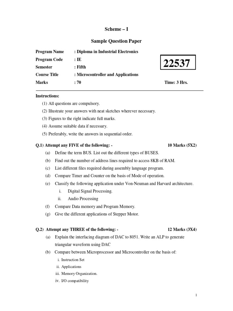 Microcontoller and Applications-Sample-Question-Paper (Msbte-Study ...