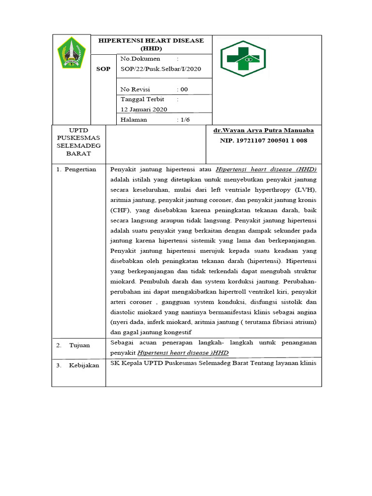 SOP HIPERTENSI HEART DISEASE (HHD) | PDF