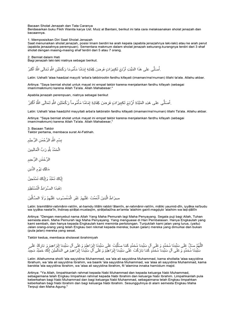 Tata Cara dan Bacaan Sholat Jenazah | PDF | Kajian Bahasa Asing | Agama ...