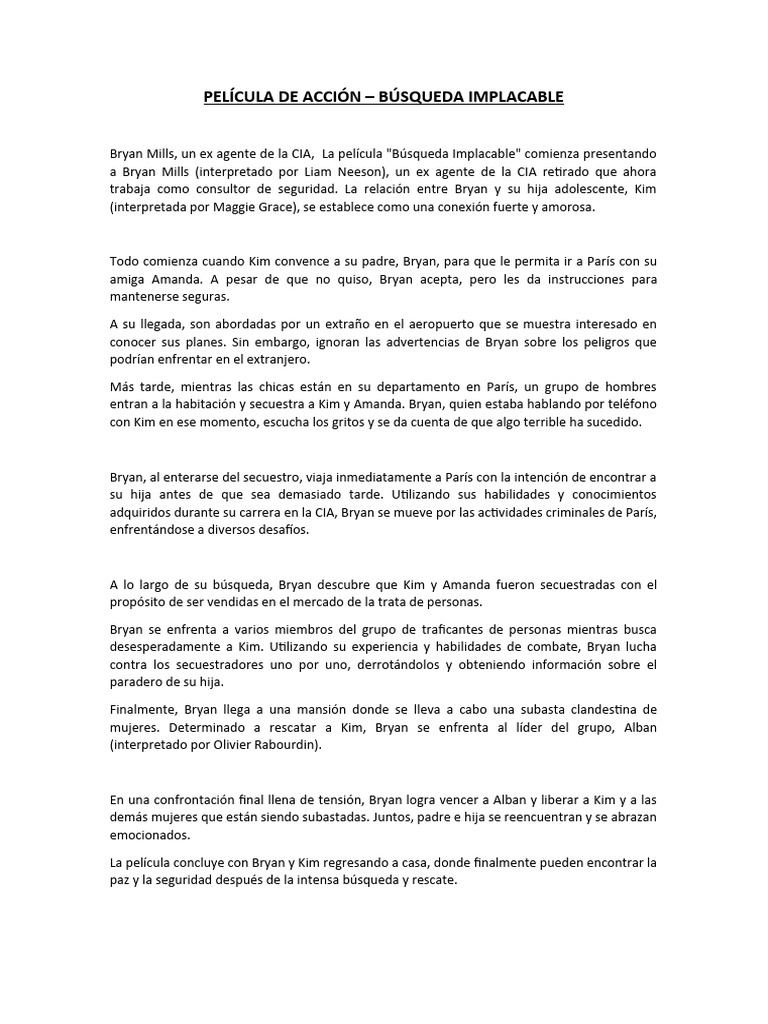 Busqueda Implacable Pelicula | PDF