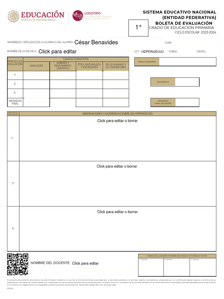 ? Boleta Editable para Todos Lod Grados | PDF