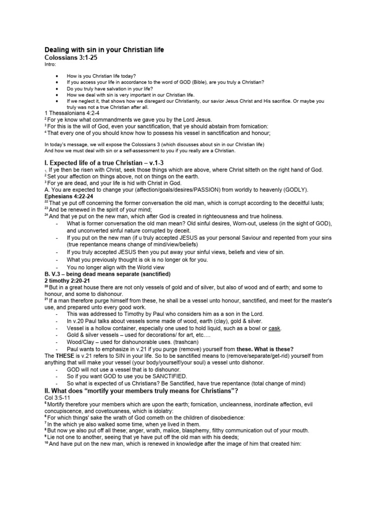Dealing With Sin in Your Christian Life | PDF | Jesus | Sin