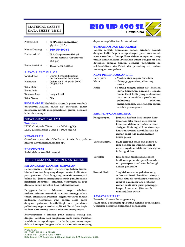 MSDS Bio UP 490 SL | PDF