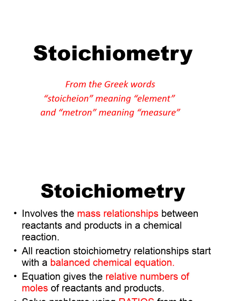 Stoichiometry PPT | PDF | Mole (Unit) | Stoichiometry
