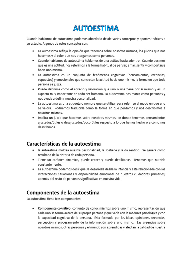 AUTOESTIMA | PDF | Autoestima | Pensamiento