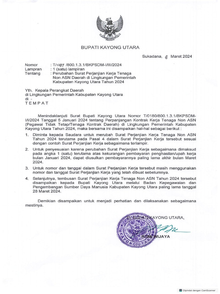 Perubahan SPK Non Asn New | PDF