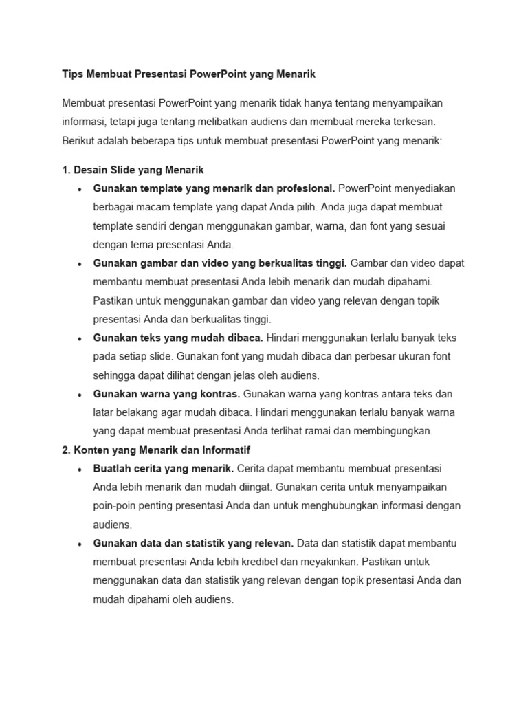 Tips Membuat Presentasi Menarik | PDF