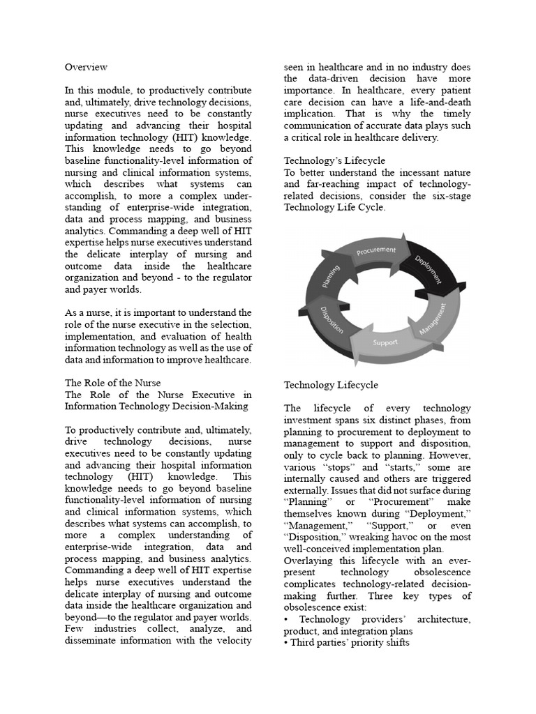 Technology Life Cycle | PDF | Health Informatics | Nursing