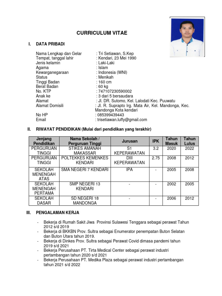 CV Tri Setiawan | PDF