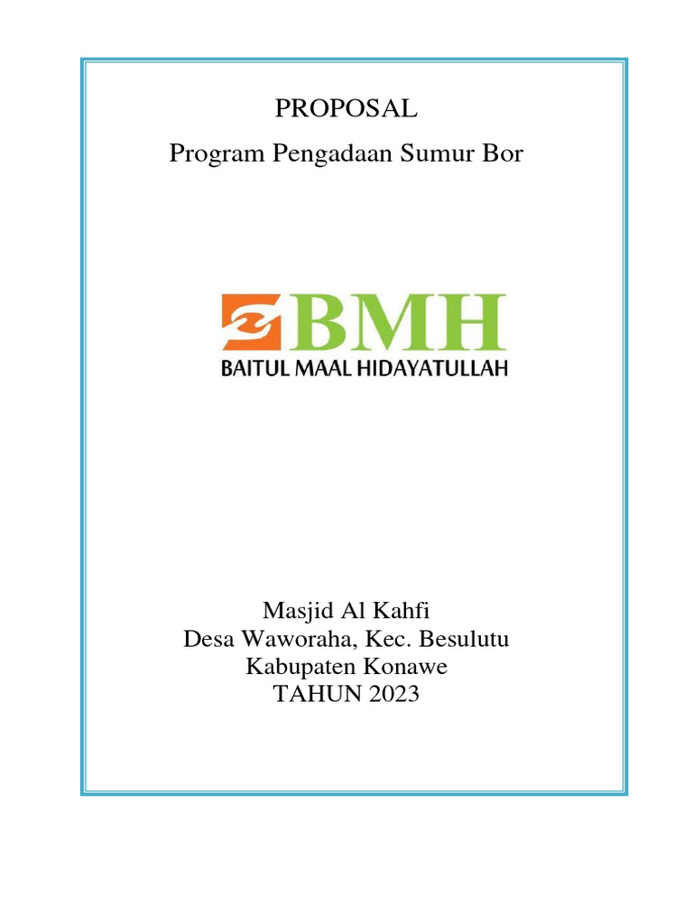 Proposal Sumur Bor Besulutu Konawe | PDF