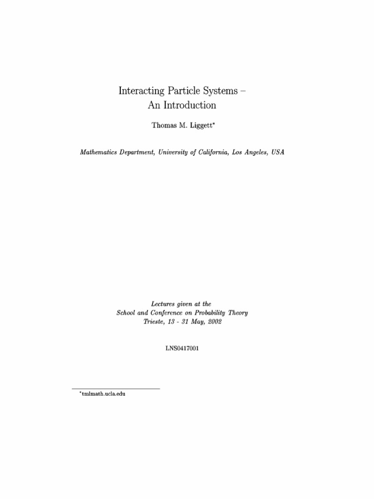 Intro Particle Systems | PDF | Markov Chain | Distribution (Mathematics)