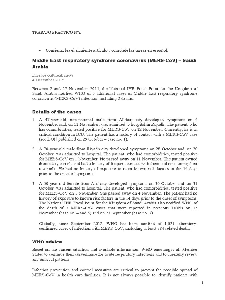 TP 1 Taller de Ingles Abril 2024 | Download Free PDF | Infection | Health Sciences