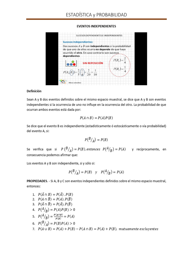 4.eventos Independientes | PDF | Probabilidad | Teoría de probabilidad