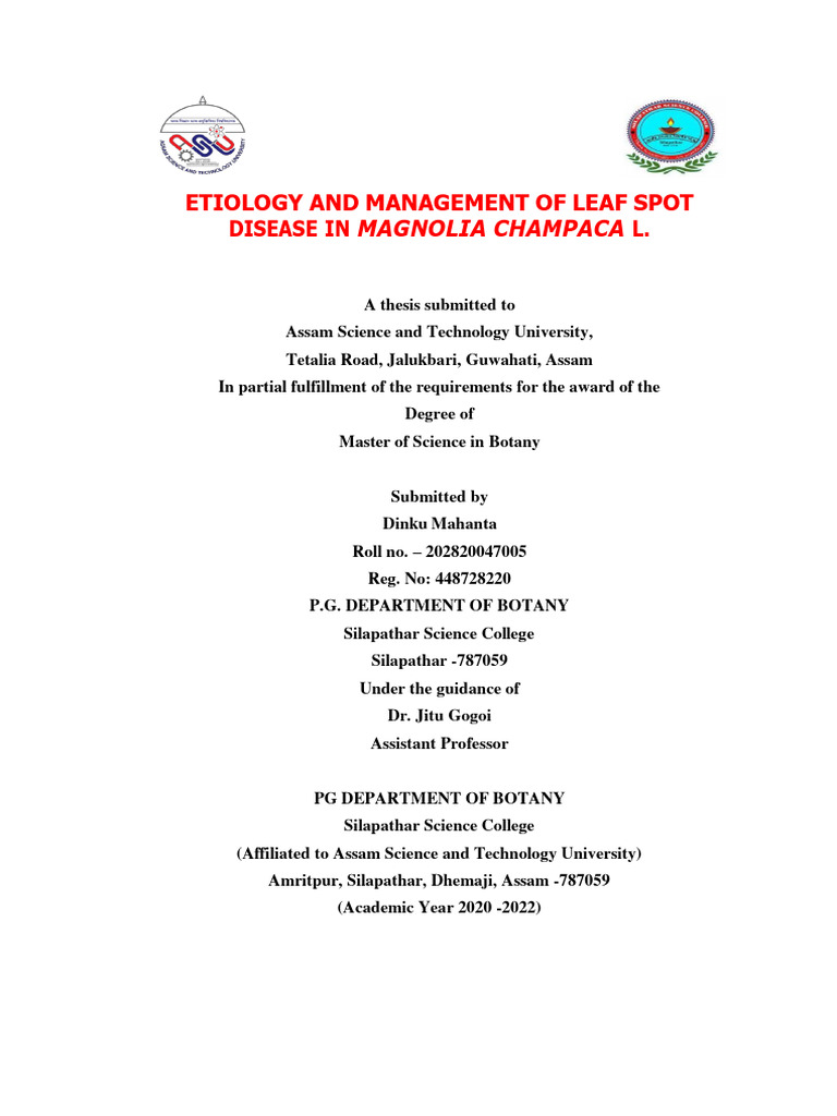 Dinku Mahanta Final | PDF | Infection | Botany