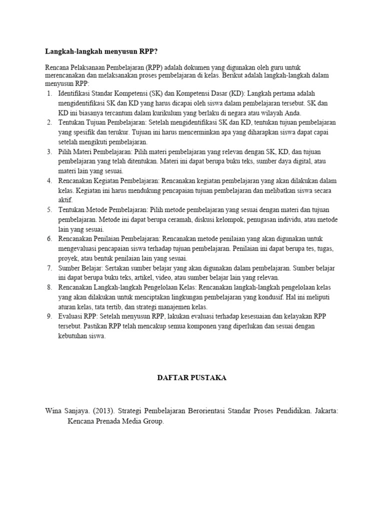 Langkah-Langkah Menyusun RPP | PDF