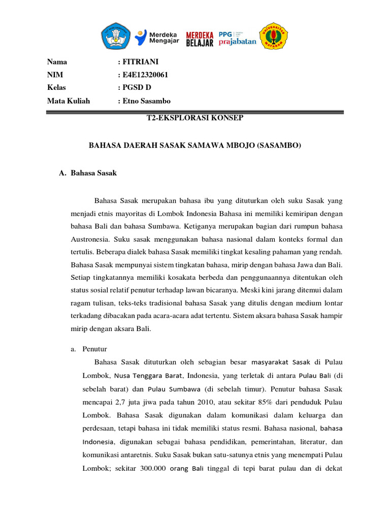 T2-Eksplorasi Konsep LK Individu Etno | PDF | Seni & Disiplin Bahasa | Klasik