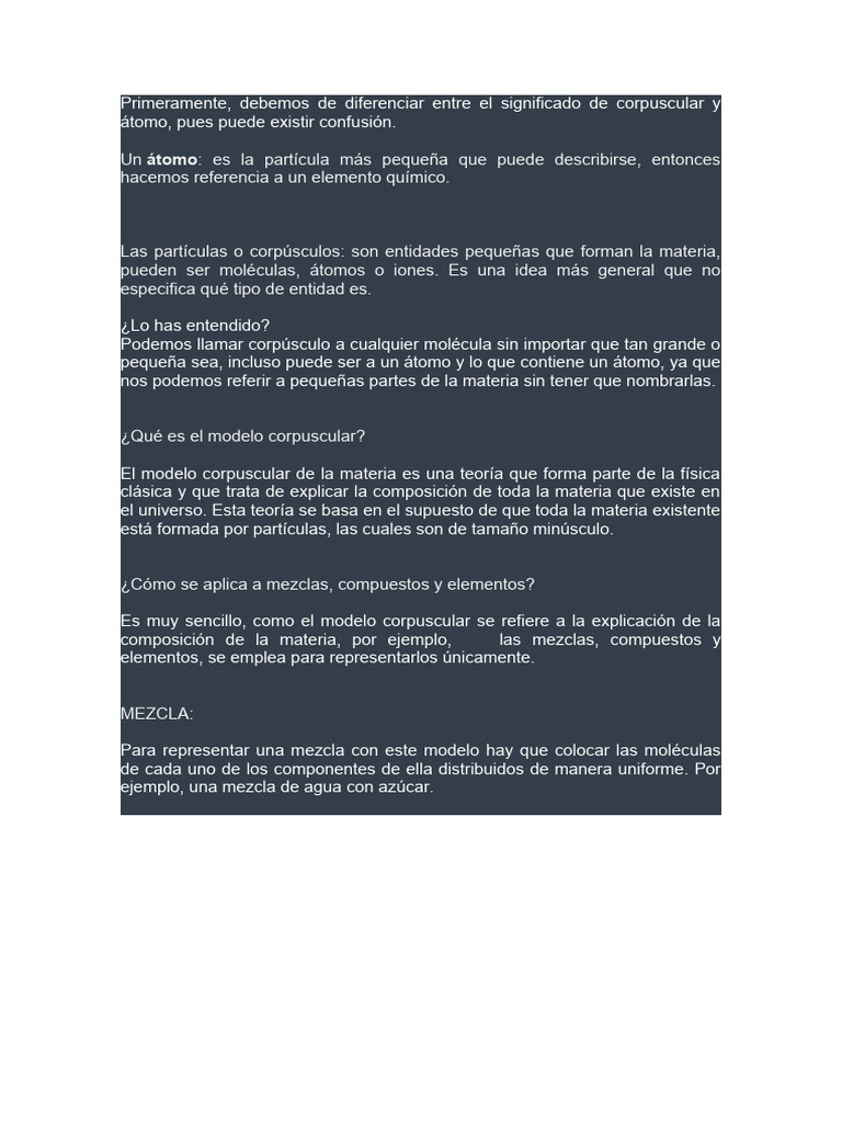 Modelo Corpuscular de la Materia | PDF